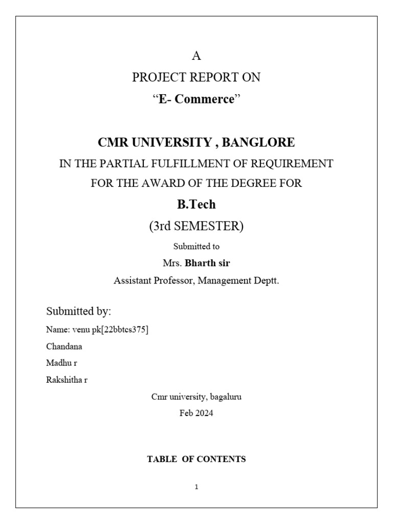E-Commerce Project Report Overview | PDF | Cost Of Living | E Commerce