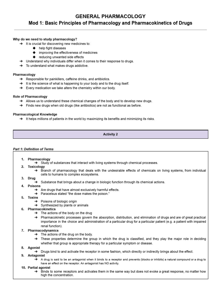 Pharmacology Module 1 | PDF | Drug Metabolism | Pharmacology