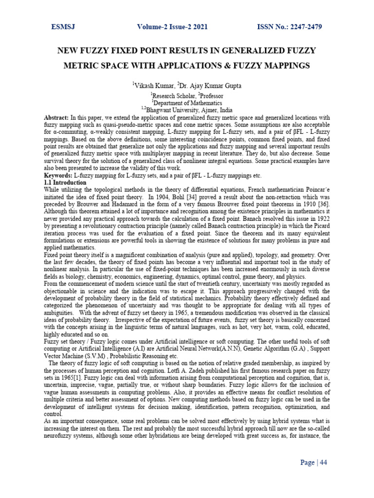 Vikash Math Paper 1 | PDF | Fuzzy Logic | Artificial Intelligence