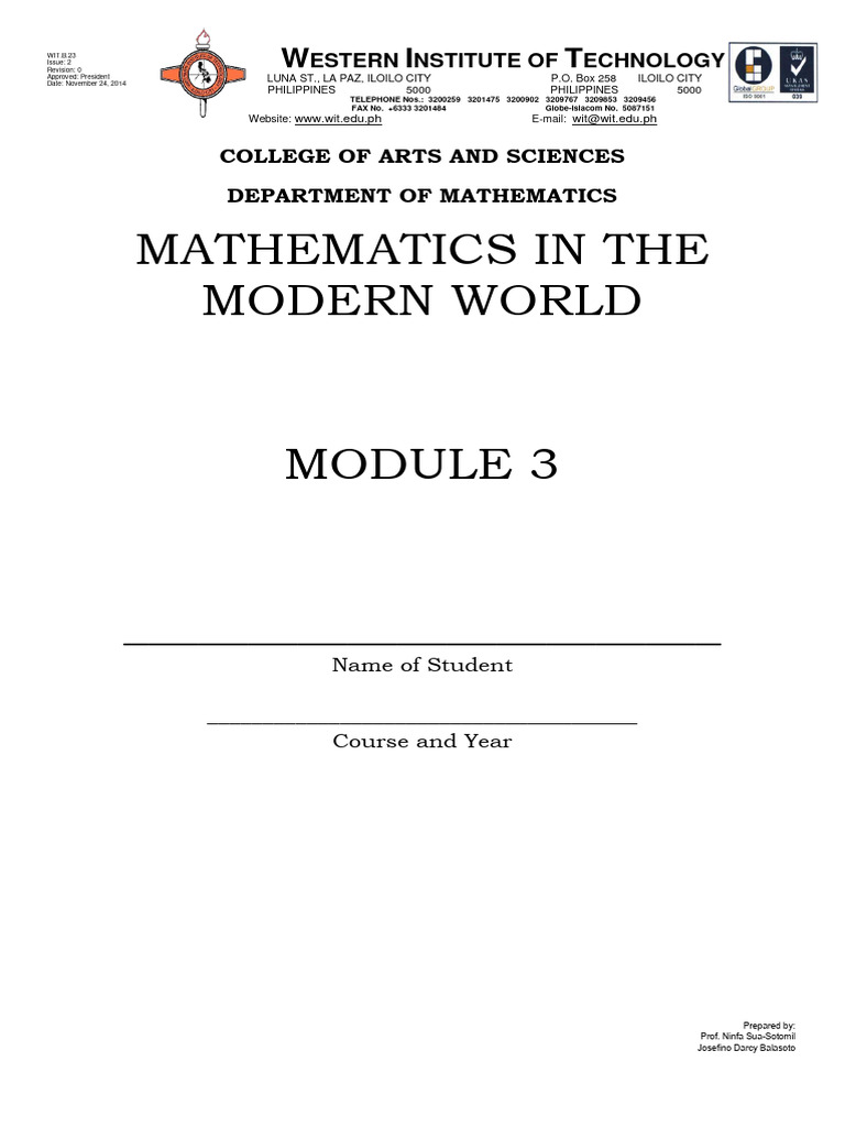 Mathematics in Modern World Module 3 | PDF | Mathematics | English Language