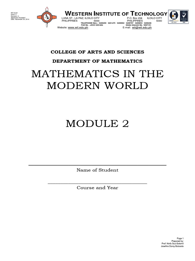 Mathematics in Modern World Module 2 | PDF | Mathematics | Ratio