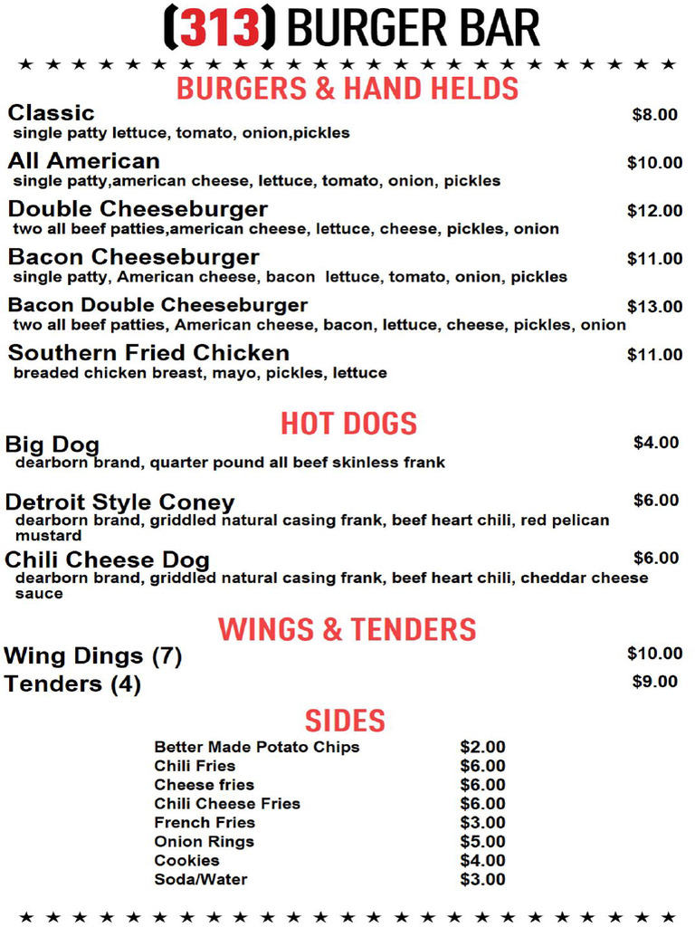 313 Burger Bar | PDF