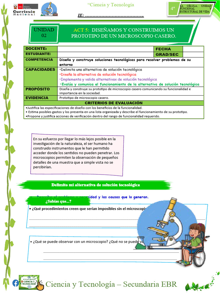 D-4º Act 4 Cyt Und 2 - Sem 4 | PDF | Microscopio | Óptica