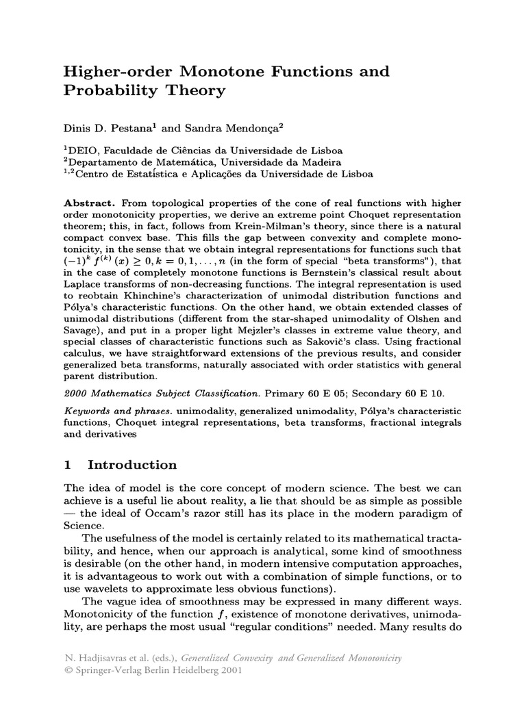 Pestana Higher Order | PDF | Monotonic Function | Function (Mathematics)