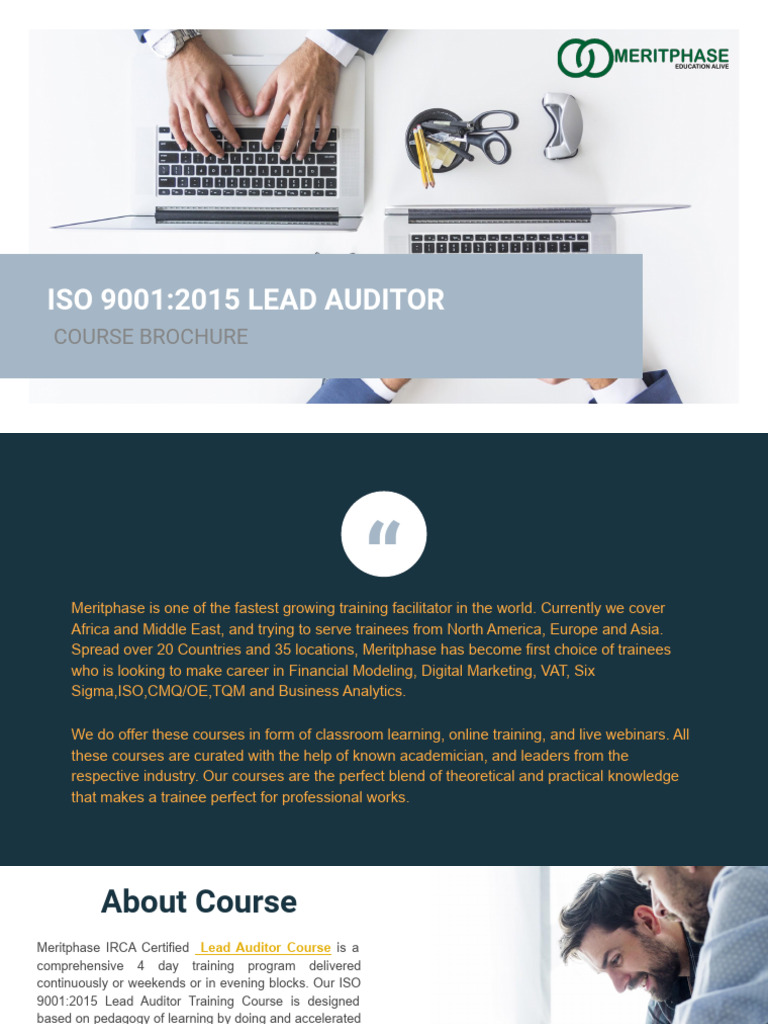 Meritphase ISO 9001 - 2015 Lead Auditor Course Brochure | PDF | Audit | Iso 9000