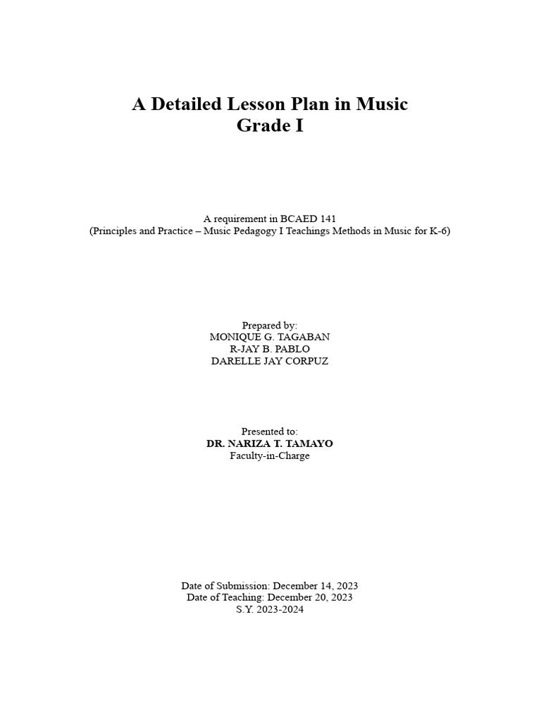 Lesson Plan FINAL | PDF | Human Voice | Singing