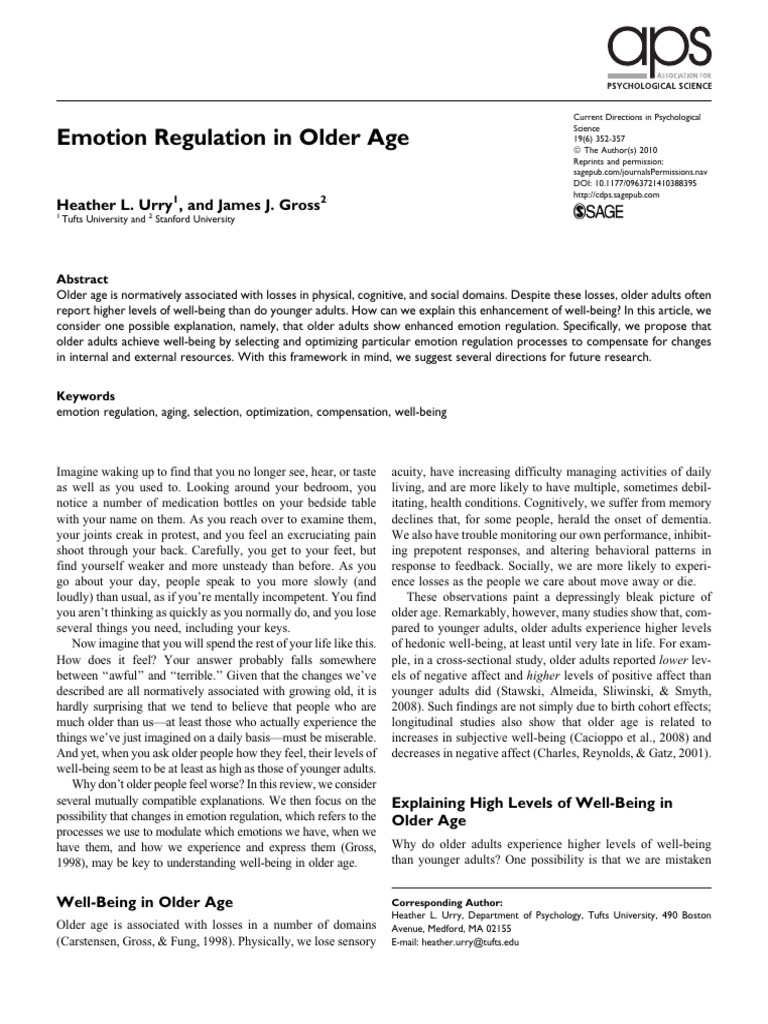 Enhanced Emotion Regulation in Aging | PDF | Emotional Self Regulation ...