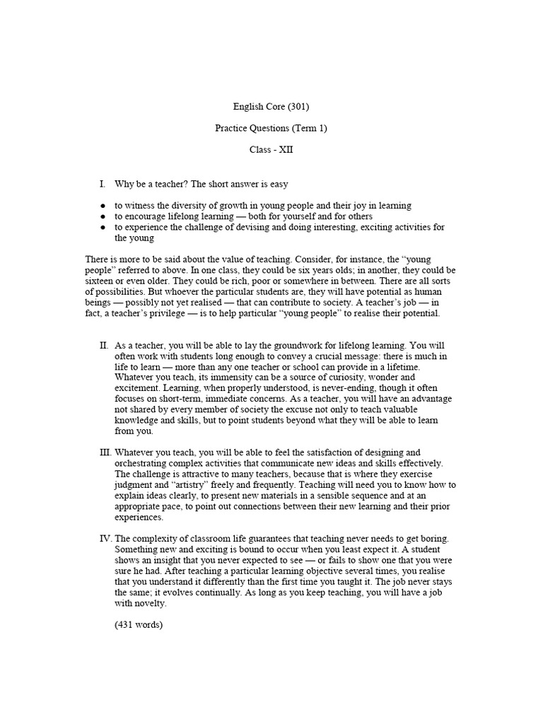 CBSE Grade 12 English Practice Paper | Download Free PDF | Teachers | News