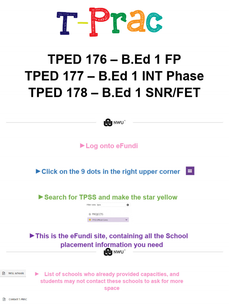 TPED 1 Important Information For All TPED 1 Students | PDF