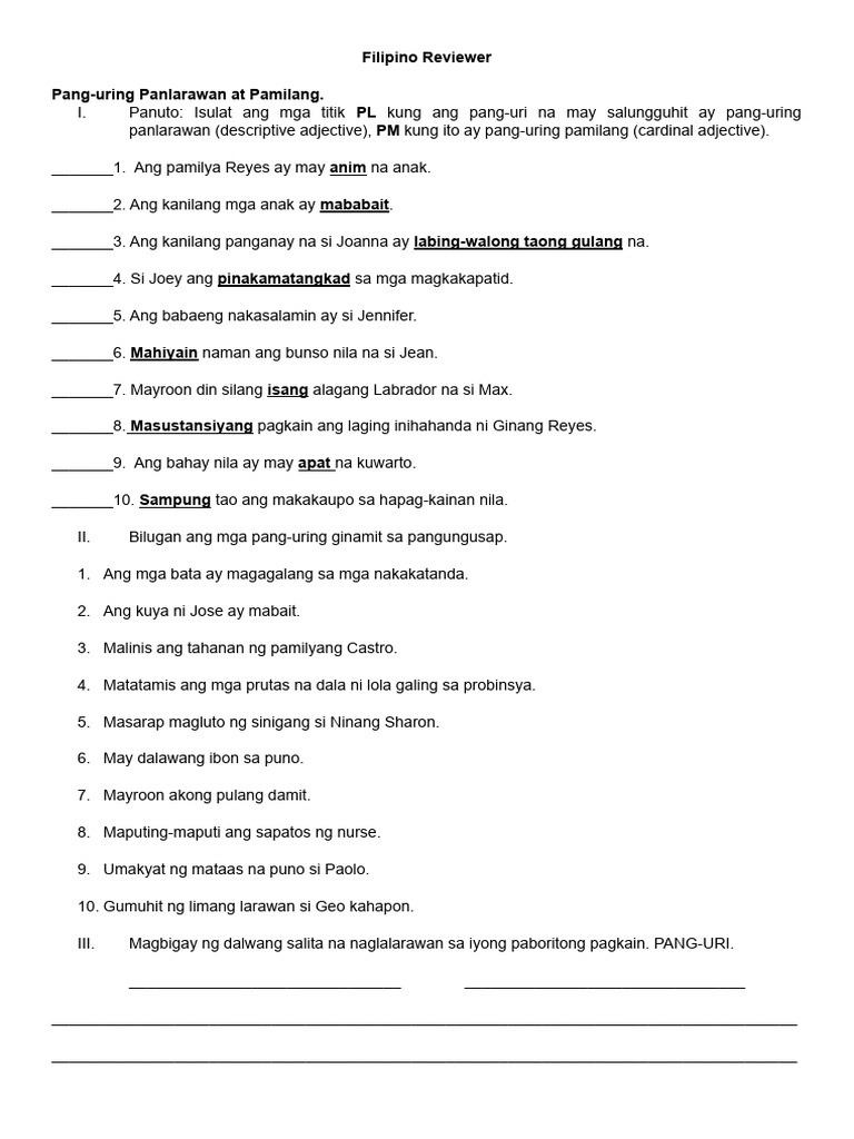 Judah - Long Test Reviewer - English and Filipino (3rd G.P) | PDF
