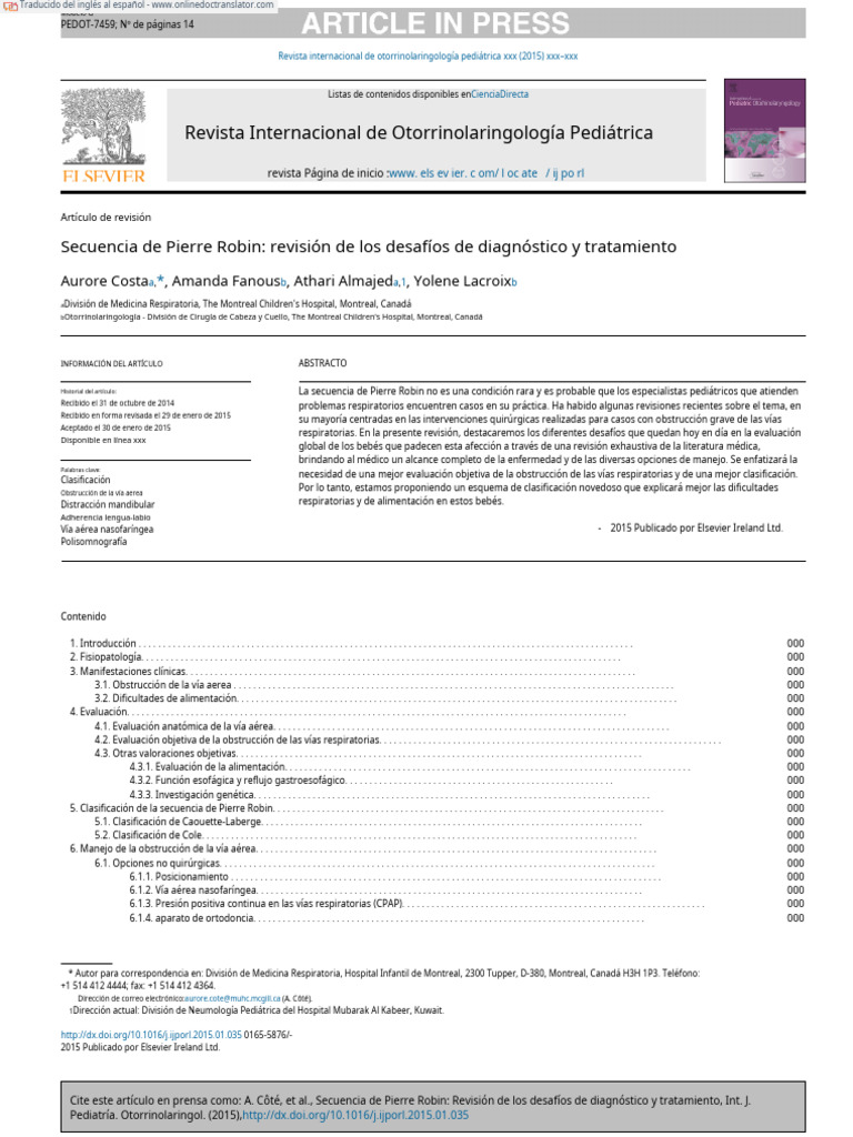 Pierre Robin Sequence Review of Diagnostic and Treatment Challenge - En ...