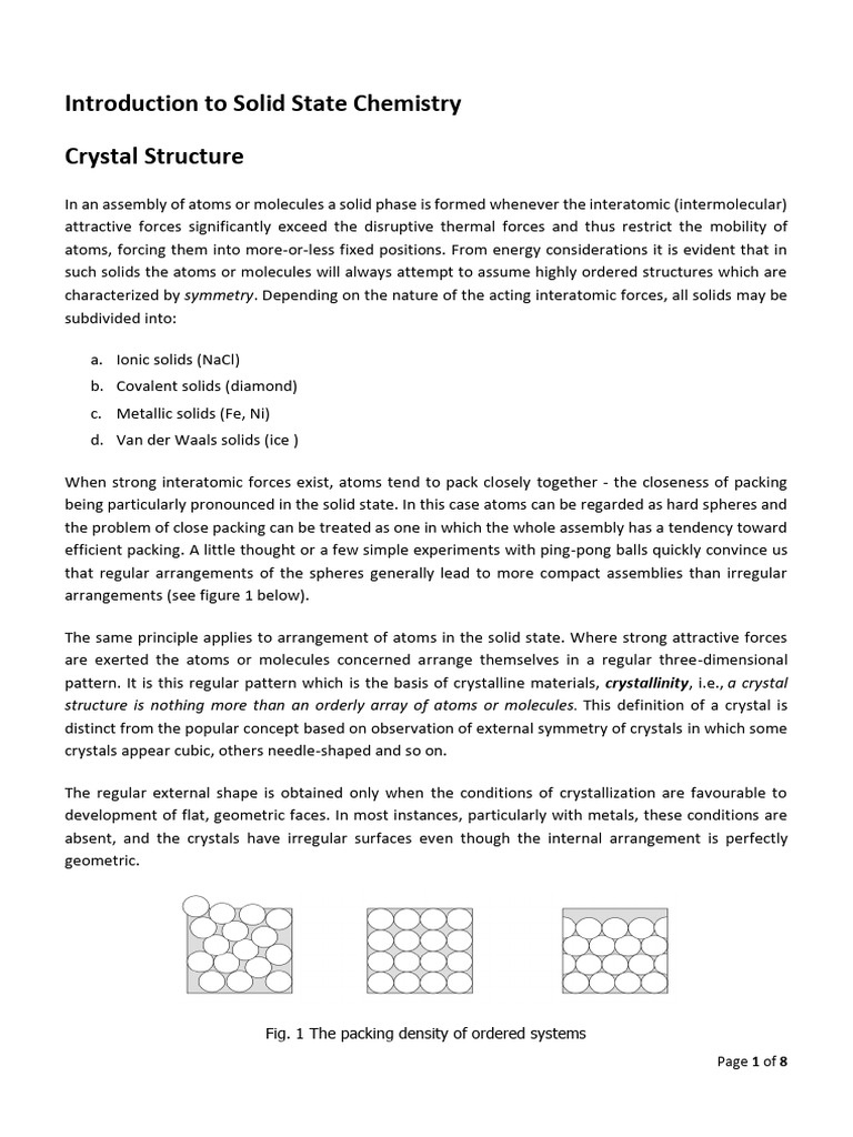 Introduction to Solid State Chemistry | PDF | Crystal Structure ...