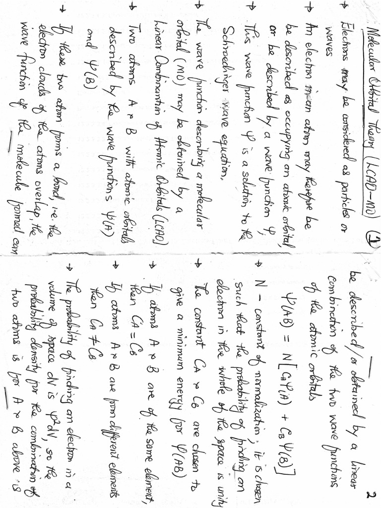 C2710 Scanned Handwritten Notes On Molecular Orbital Theory | PDF