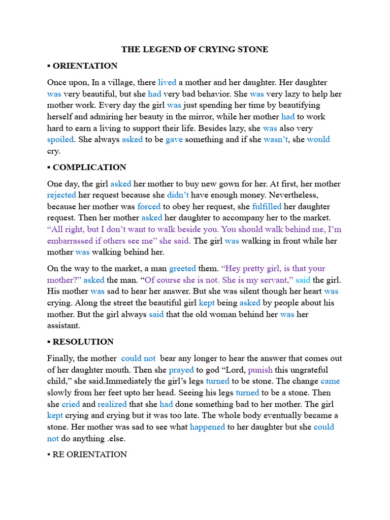 Narative Text "The Legend of Crying Stone" | PDF | Grammatical Tense | Language Mechanics