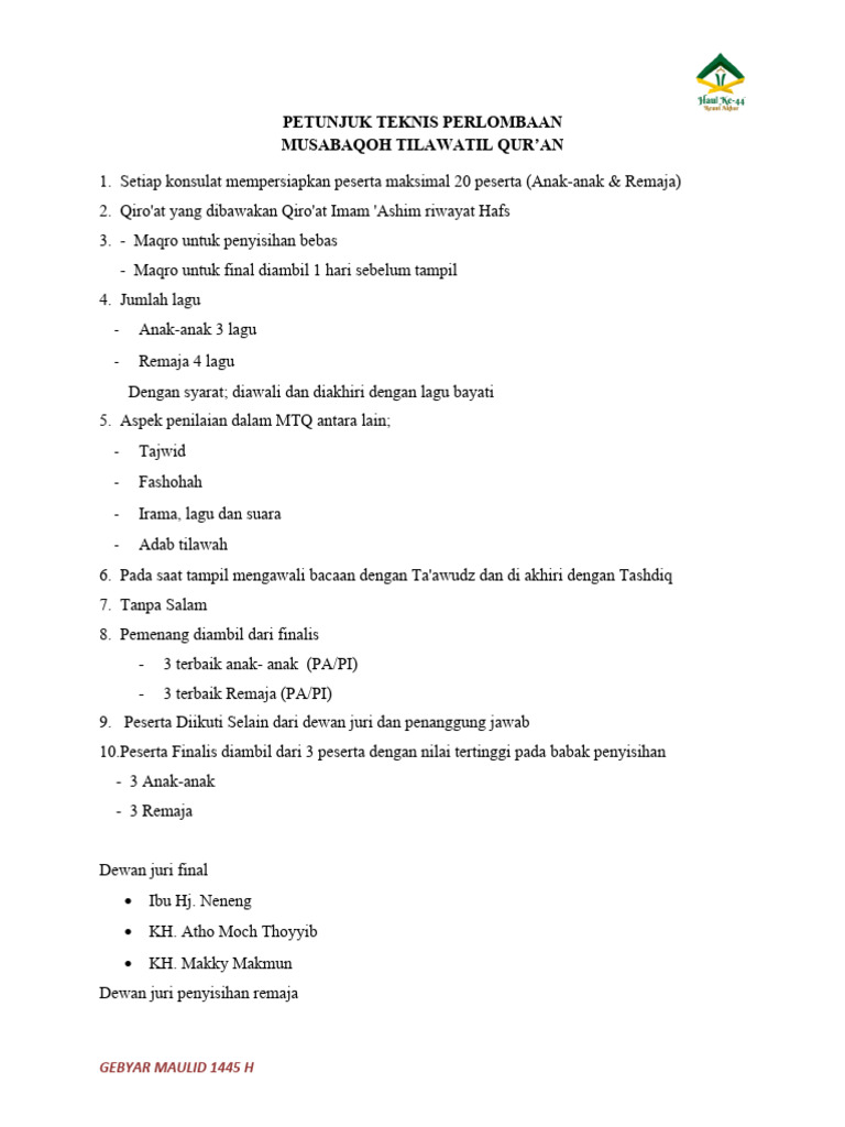 Juknis Perlombaan | PDF