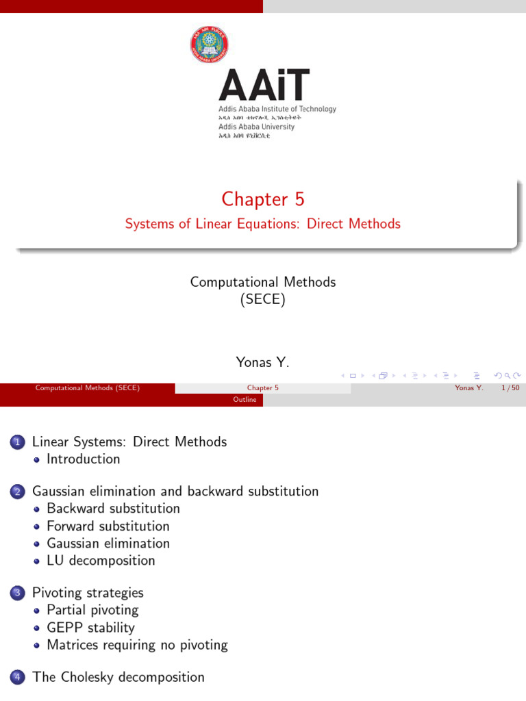 Linear Equations-Direct Methods | PDF | System Of Linear Equations | Matrix (Mathematics)