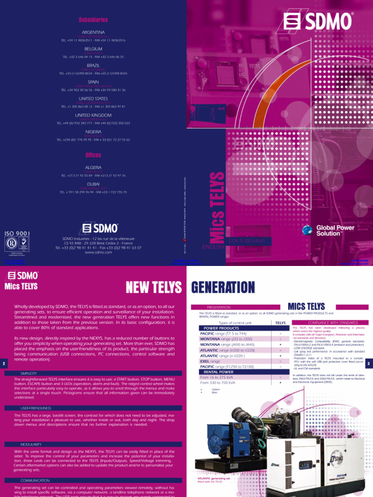 Datasheet Sdmo Telys2 Control Panel | PDF