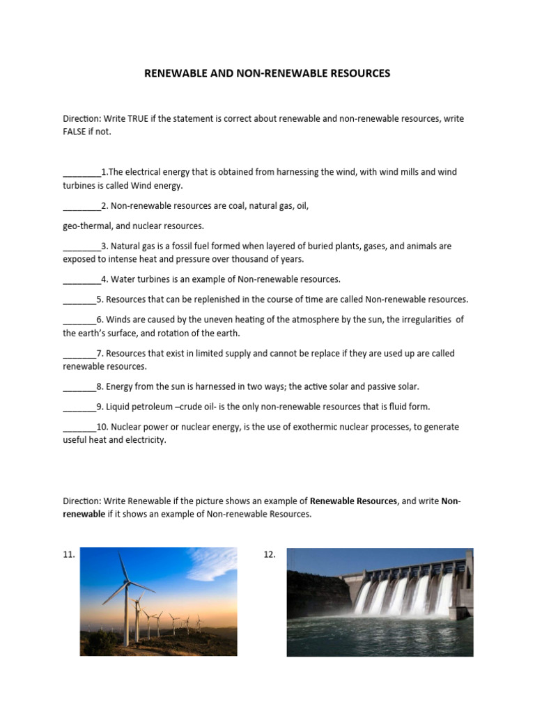 Renewable and Non Renewable Resources | PDF | Technology & Engineering