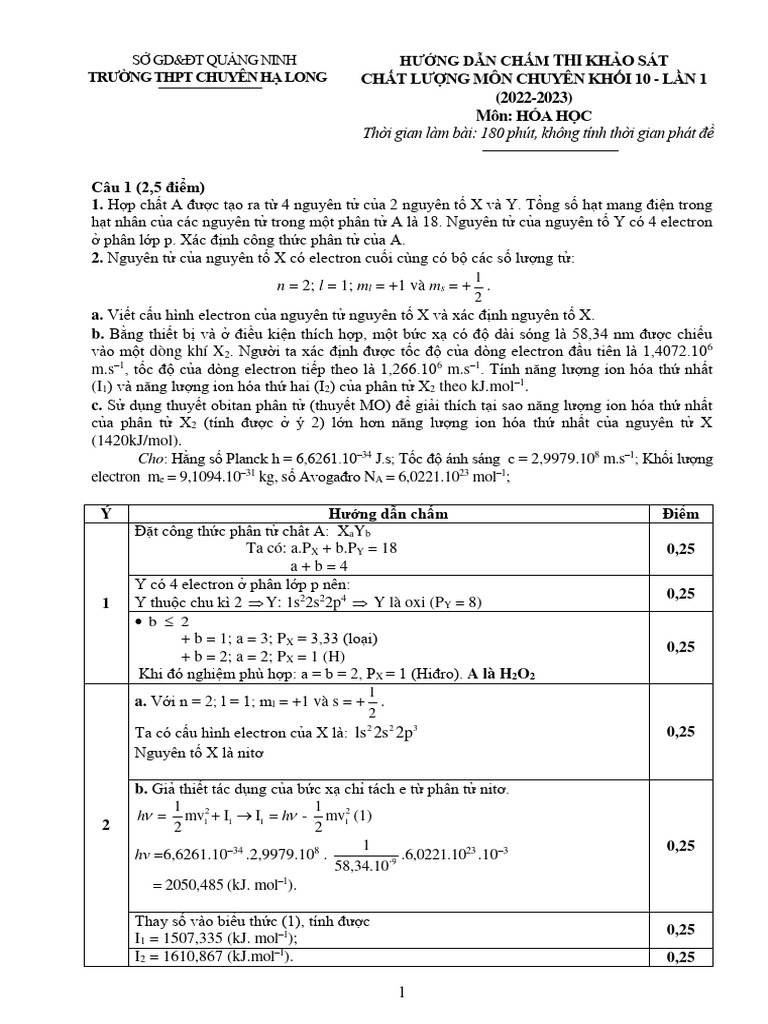 HDC khảo sát CLMC Hóa 10 | PDF