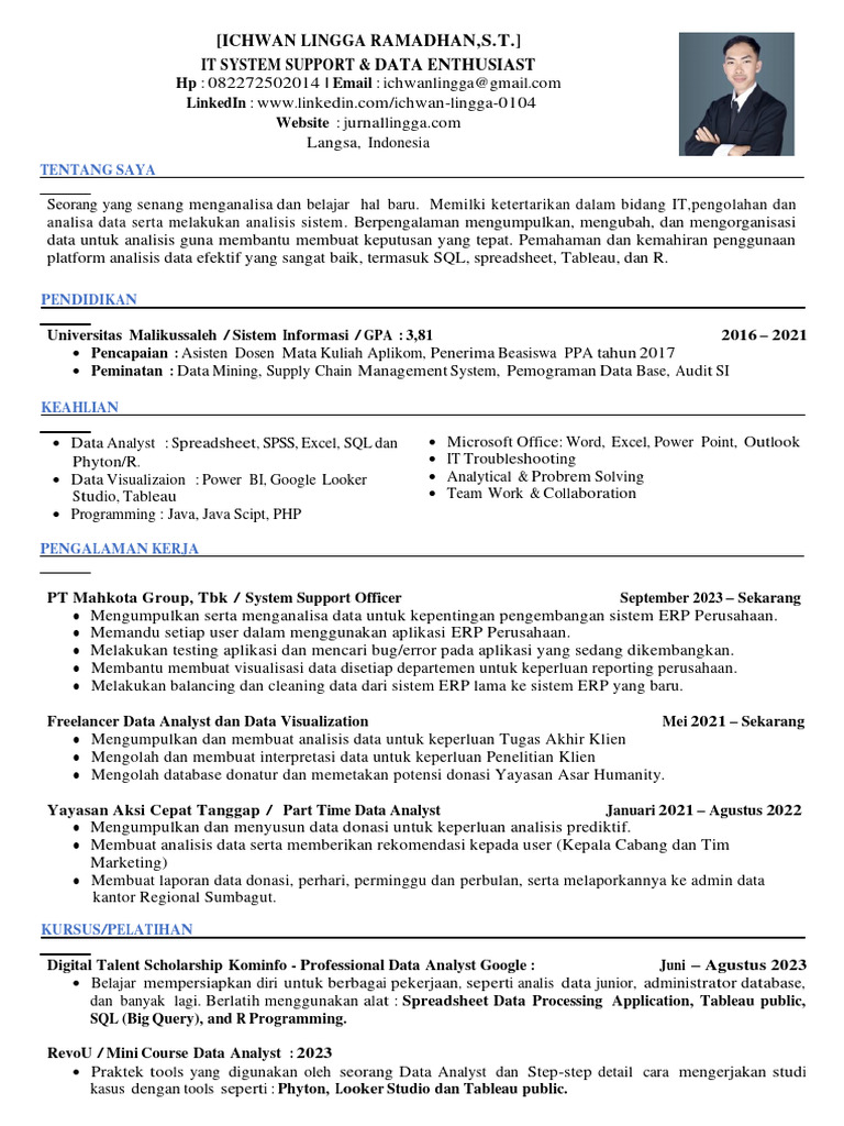 Contoh CV ATS - Data Analyst | PDF