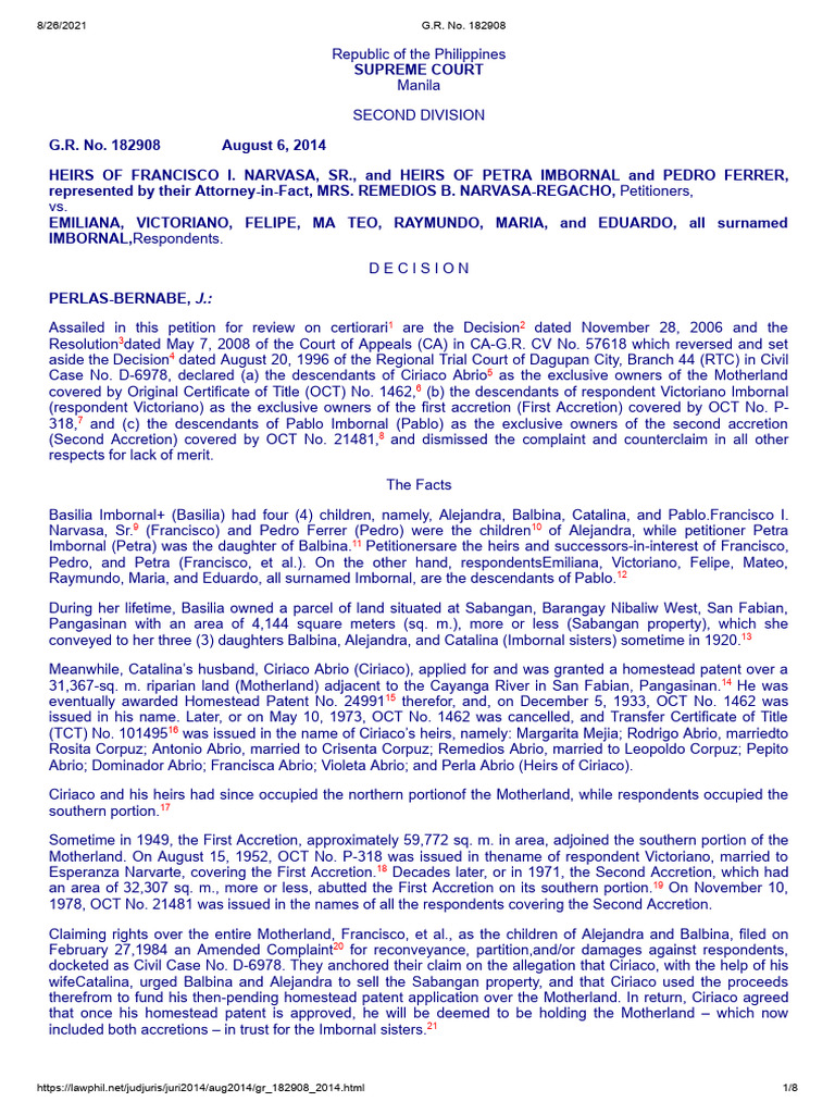 Heirs of Narvasa v. Imbornal | PDF | Trust Law | Property