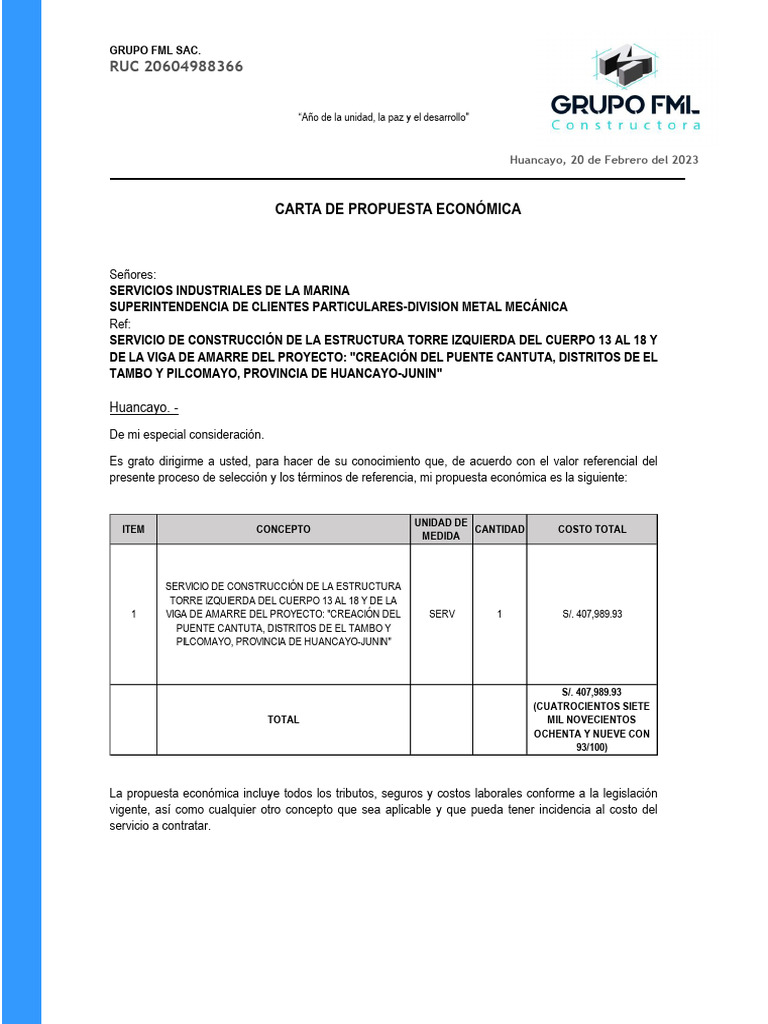 Propuesta Economica | PDF | Economias