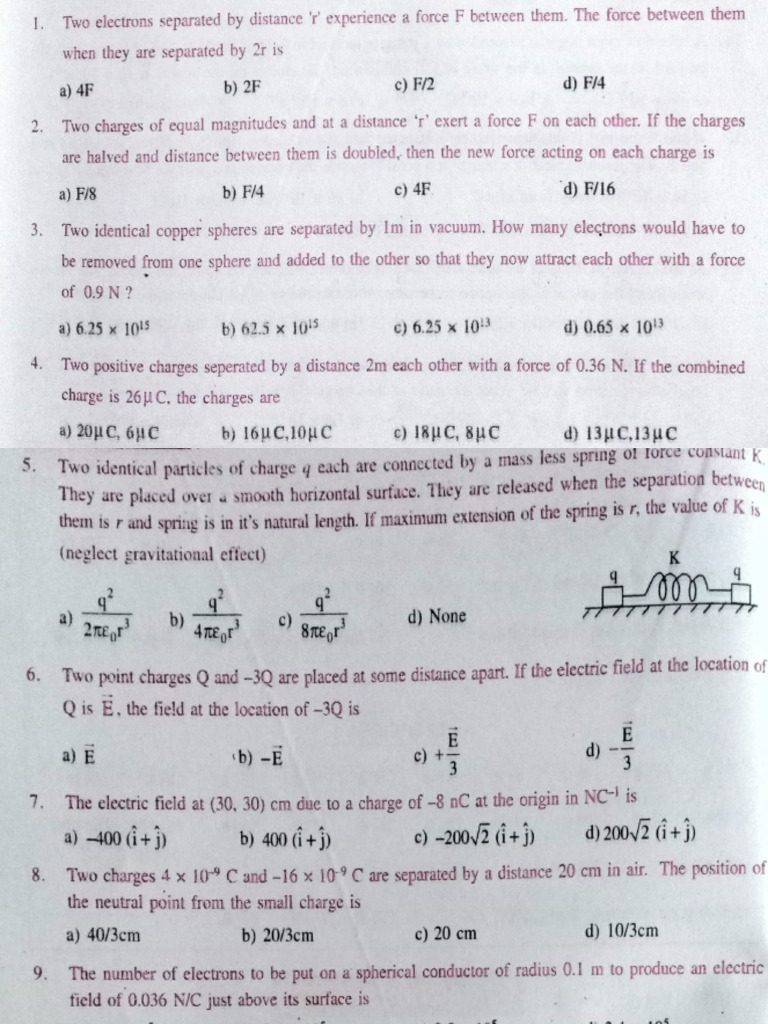 Electrostatics. Problems | PDF | Force | Sphere