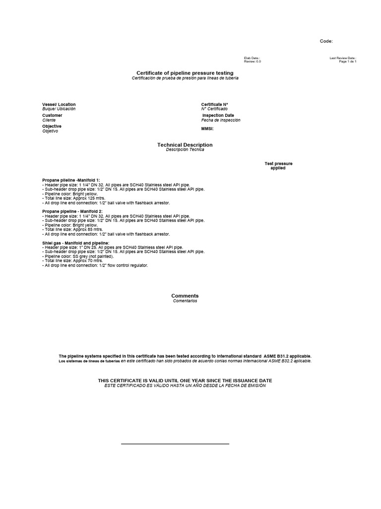 SER-CUR-CSI-033 Pressure Testing of Pipelines | PDF | Pipe (Fluid ...