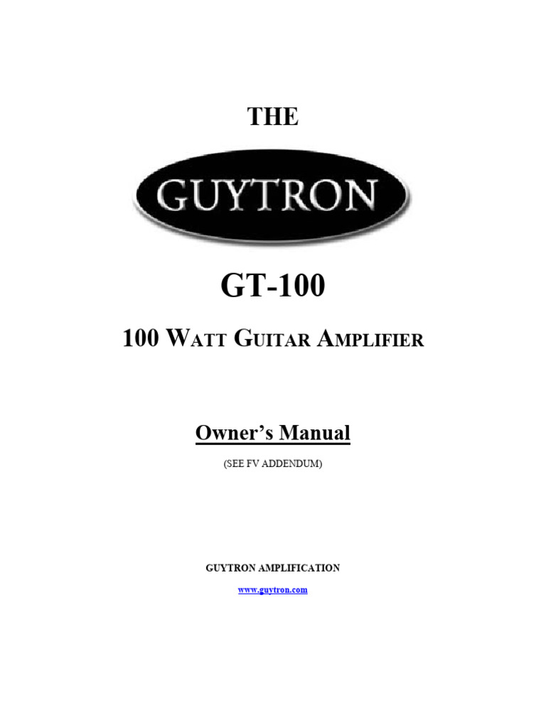 GT100 OwnersMan 060628 | PDF | Amplifier | Vacuum Tube