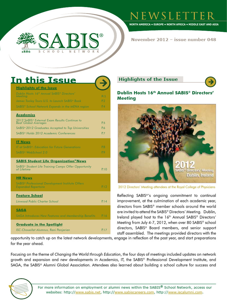 Sabis Newsletter November 2012 Issue 48 | PDF | Advanced Placement ...