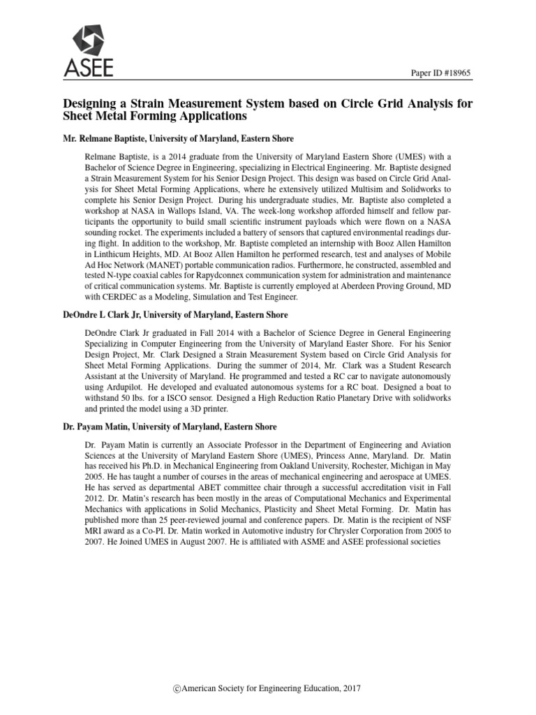 Designing A Strain Measurement System Based On Circle Grid Analysis For