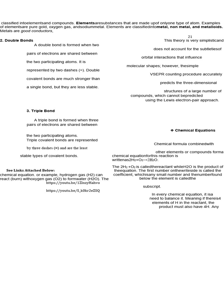Chemistry Unit 3: Bonds and Equations | PDF | Chemical Bond | Covalent Bond
