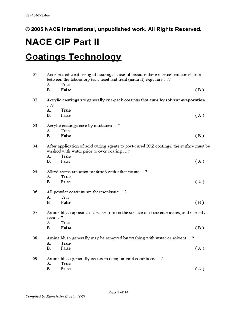 NACE CIP Part II - (2) Coatings Technology - (Qs - As) | PDF | Epoxy ...