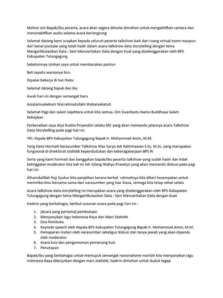 Teks MC Talkshow | PDF