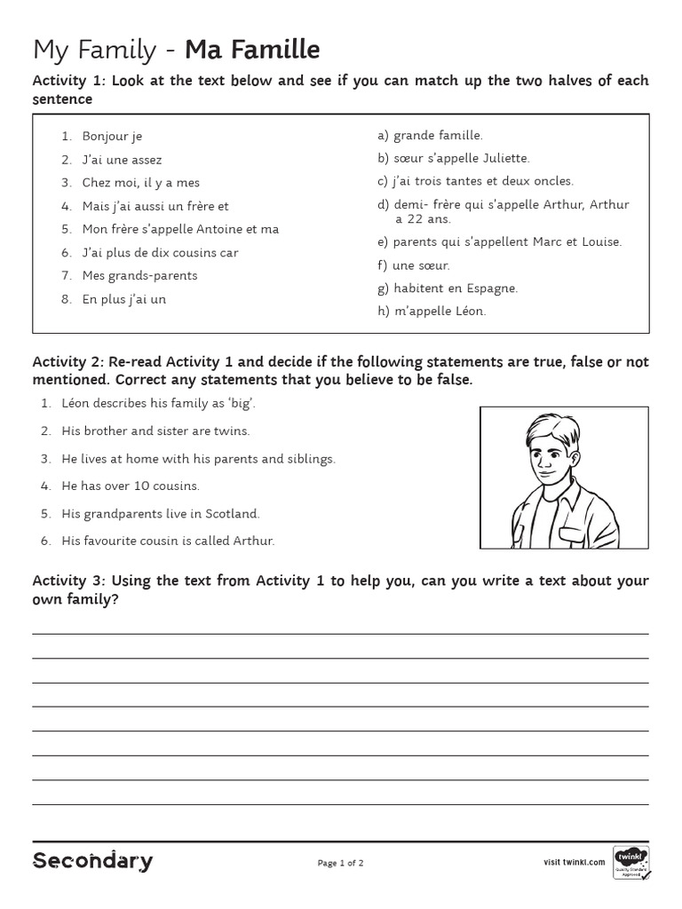 My Family Activity Sheet | PDF | Social Institutions | Kinship And Descent