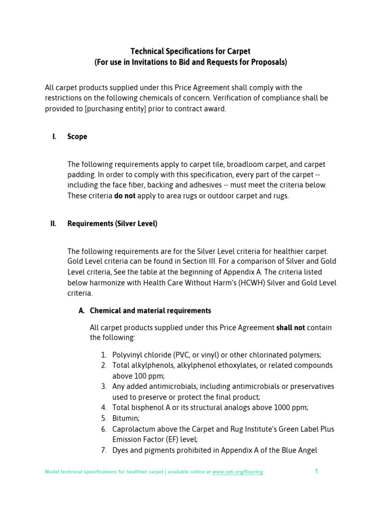 Carpet Spec Final | PDF | Polycyclic Aromatic Hydrocarbon | Polyurethane