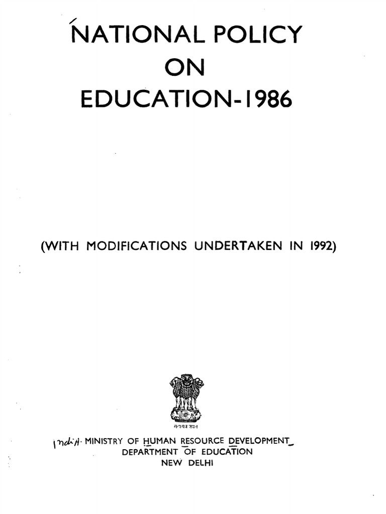 National Policy On Education-1986 | PDF