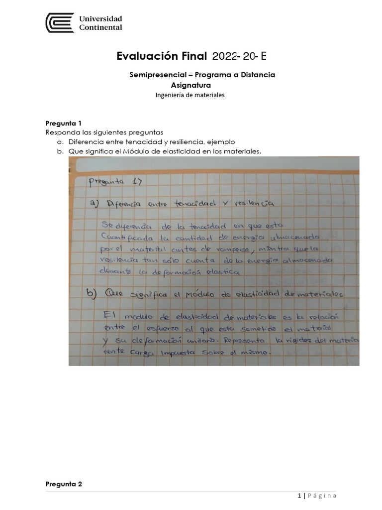 Examen Final Ingenieria de Materiales 2022-20-B | PDF
