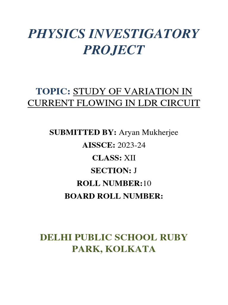 Physics - Investigatory - Project Aryan | PDF | Electrical Resistance ...
