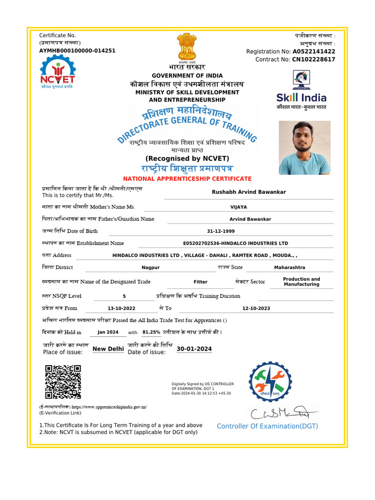 Maharashtra ITI Fitter Certificate 2024 | PDF | Apprenticeship | Business