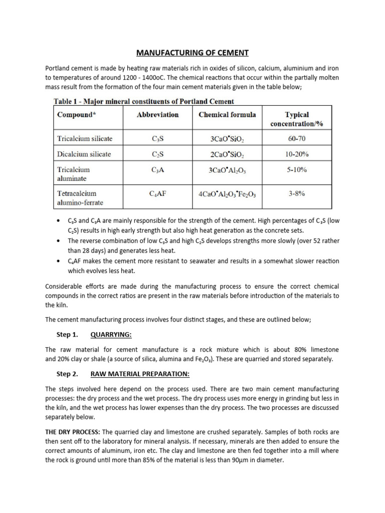 Manufacture of cement | PDF | Cement | Materials