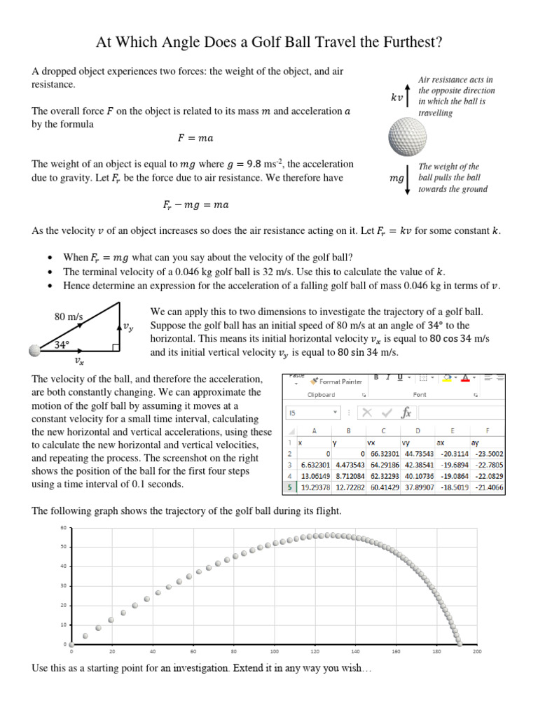 Golf Ball Trajectory Analysis | PDF | Force | Acceleration