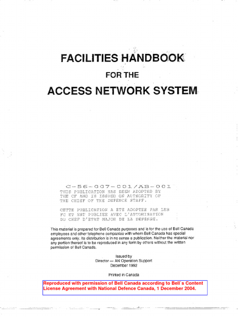 Facilities Handbook For The Access Network System | PDF