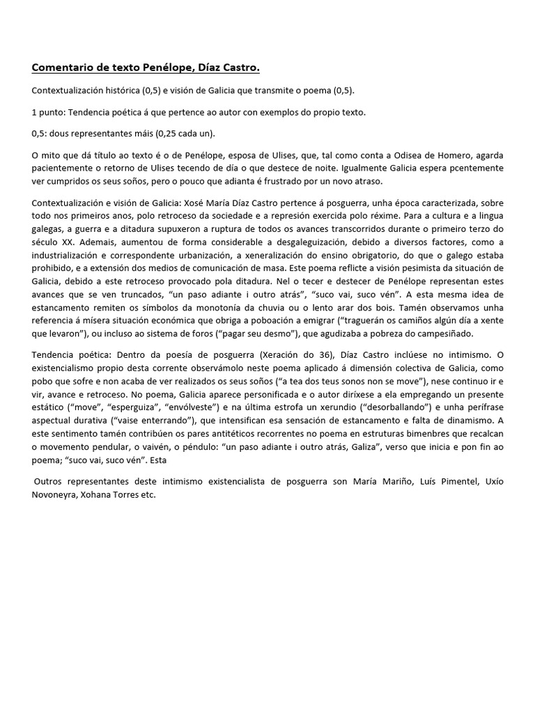 Comentario de Texto Penélope | PDF