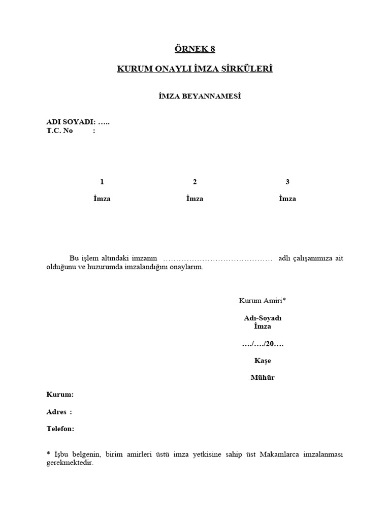 Kurum Onayli Imza Sirkuleri | PDF