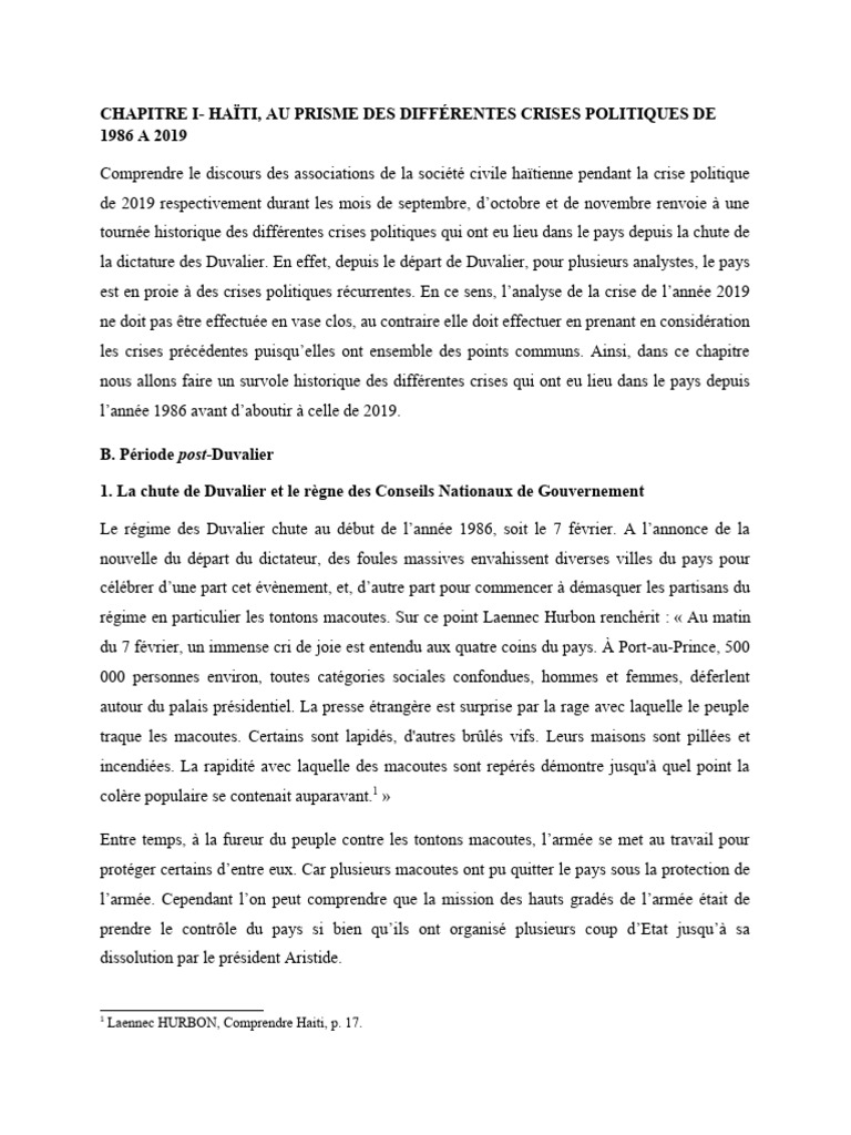Crises politiques en Haïti (1986-2019) | PDF | Haïti