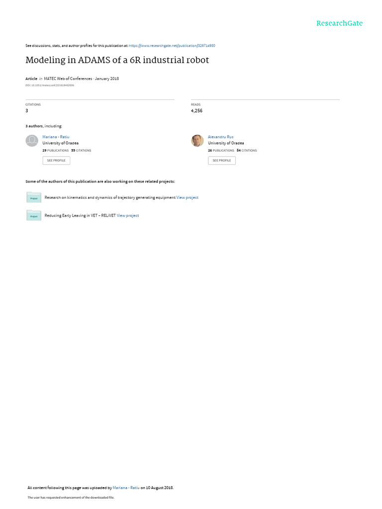 Industrial Robot Modeling in ADAMS | PDF | Kinematics | Simulation