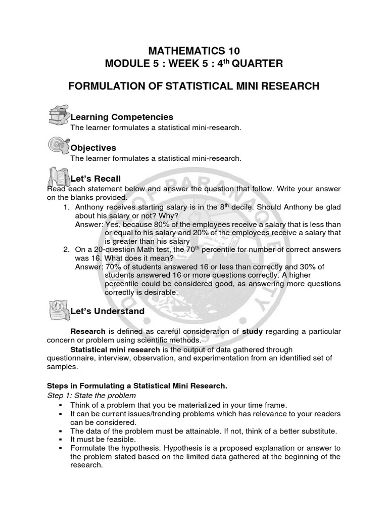 Math Grade10 Quarter4 Week5 Module5 | Download Free PDF | Survey Methodology | Statistics