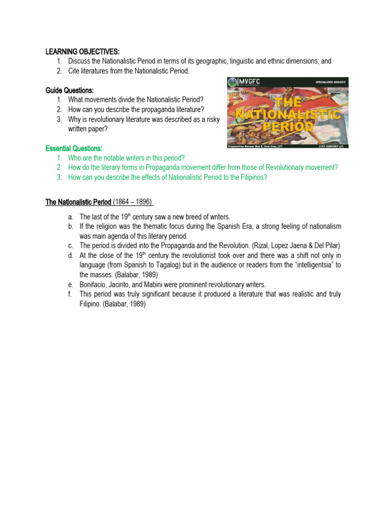 The Nationalistic Period | PDF | History | Classics