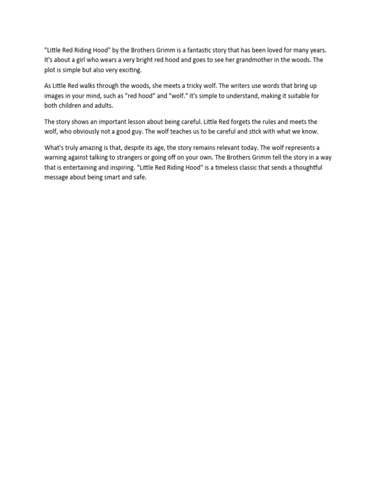Little Red Riding Hood (Writing) | PDF